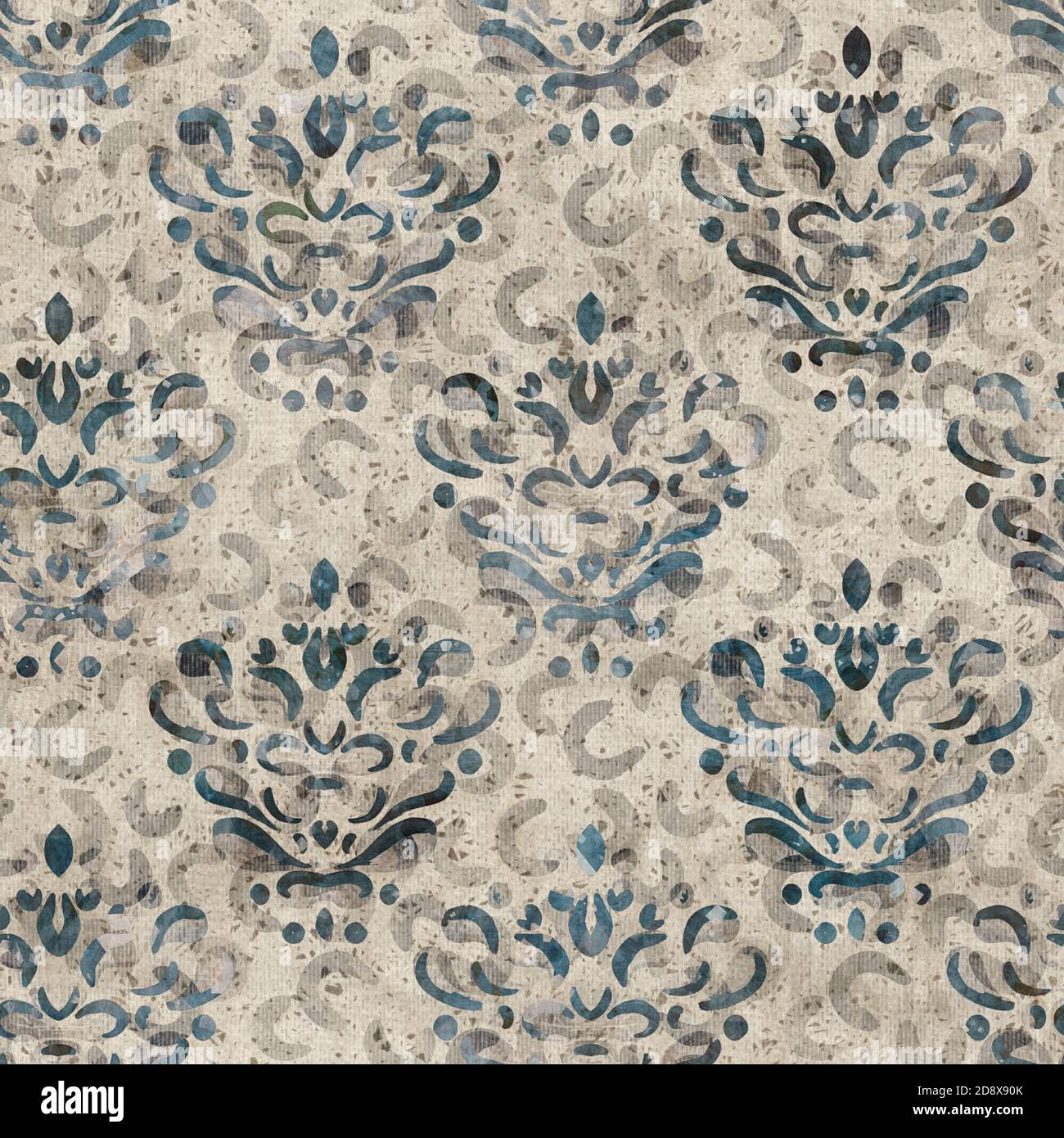 Chic formal grungy damask texture seamless pattern Stock Photo - Alamy