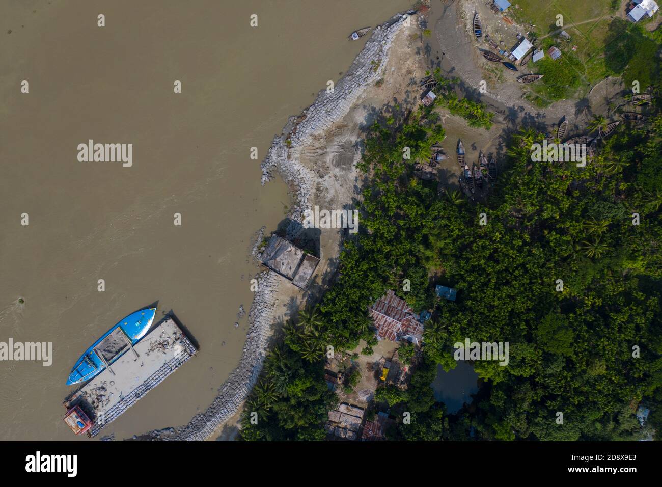 Bank of Meghna River damages due to erosion at Lakshmipur, Bangladesh ...