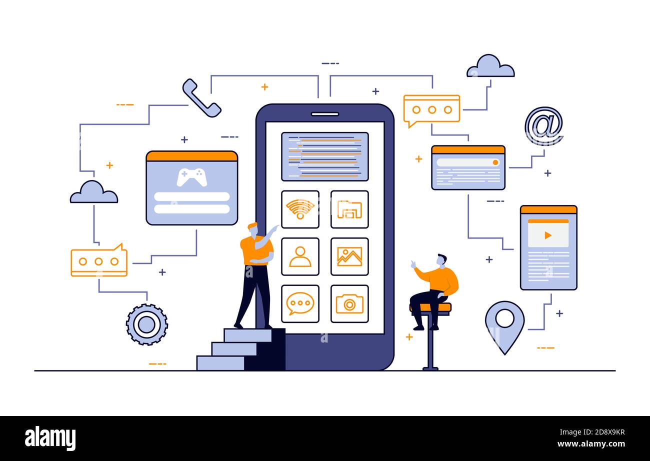 Programmer Thinking Mobile App Development Process Flat Design ... Programmer Thinking Mobile App Development Process Flat Design ...