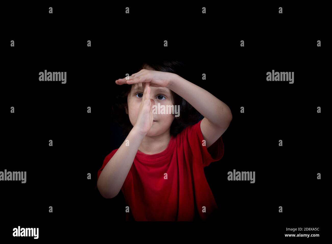 little boy making a pause or break time hand gesture Stock Photo - Alamy