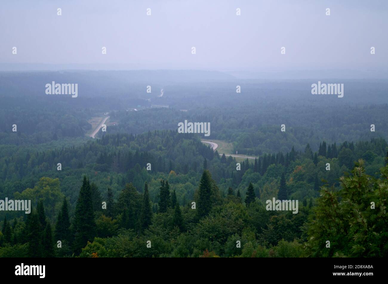 Country road along the hillside. Countryside rural scenery in summer ...