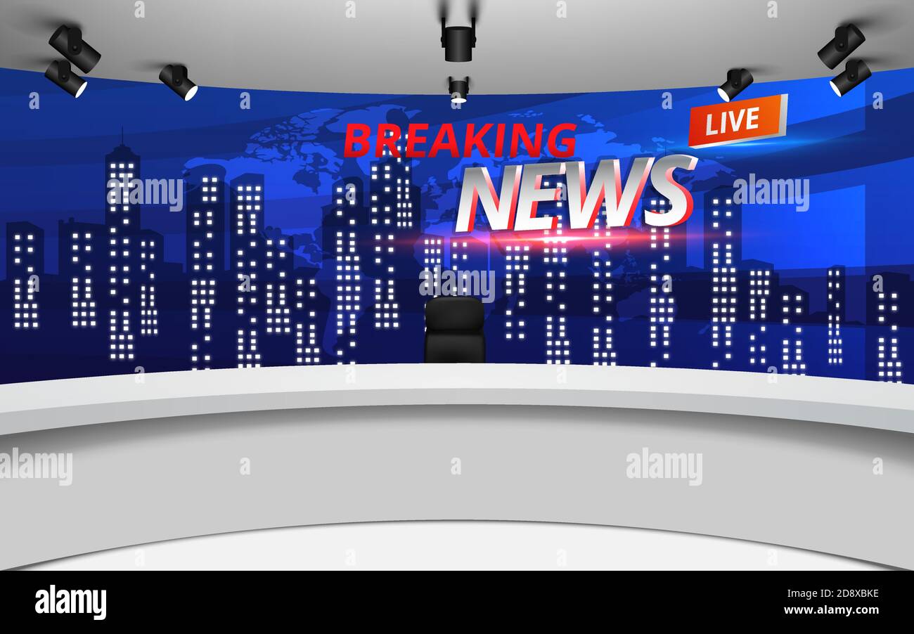 news studio with city in the night background Stock Vector Image & Art ...
