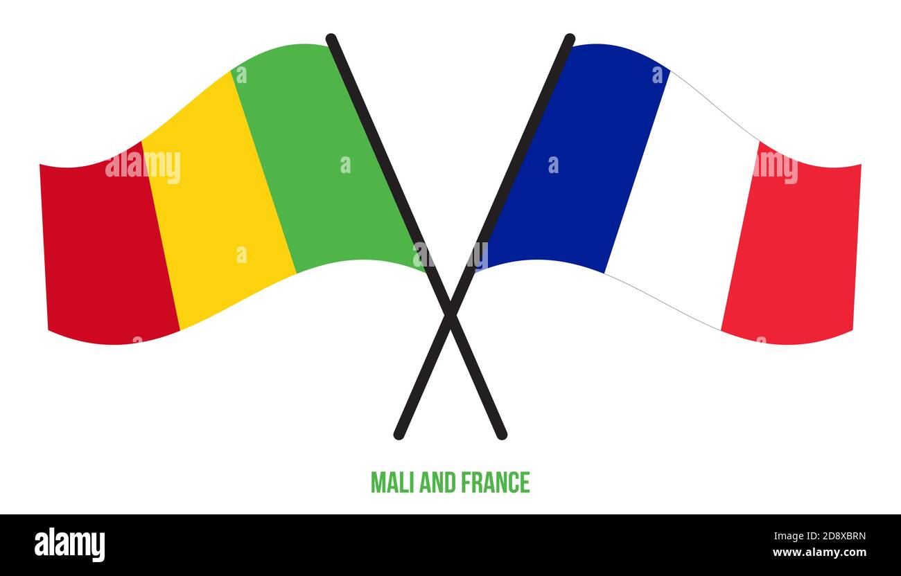 Mali and France Flags Crossed And Waving Flat Style. Official ...