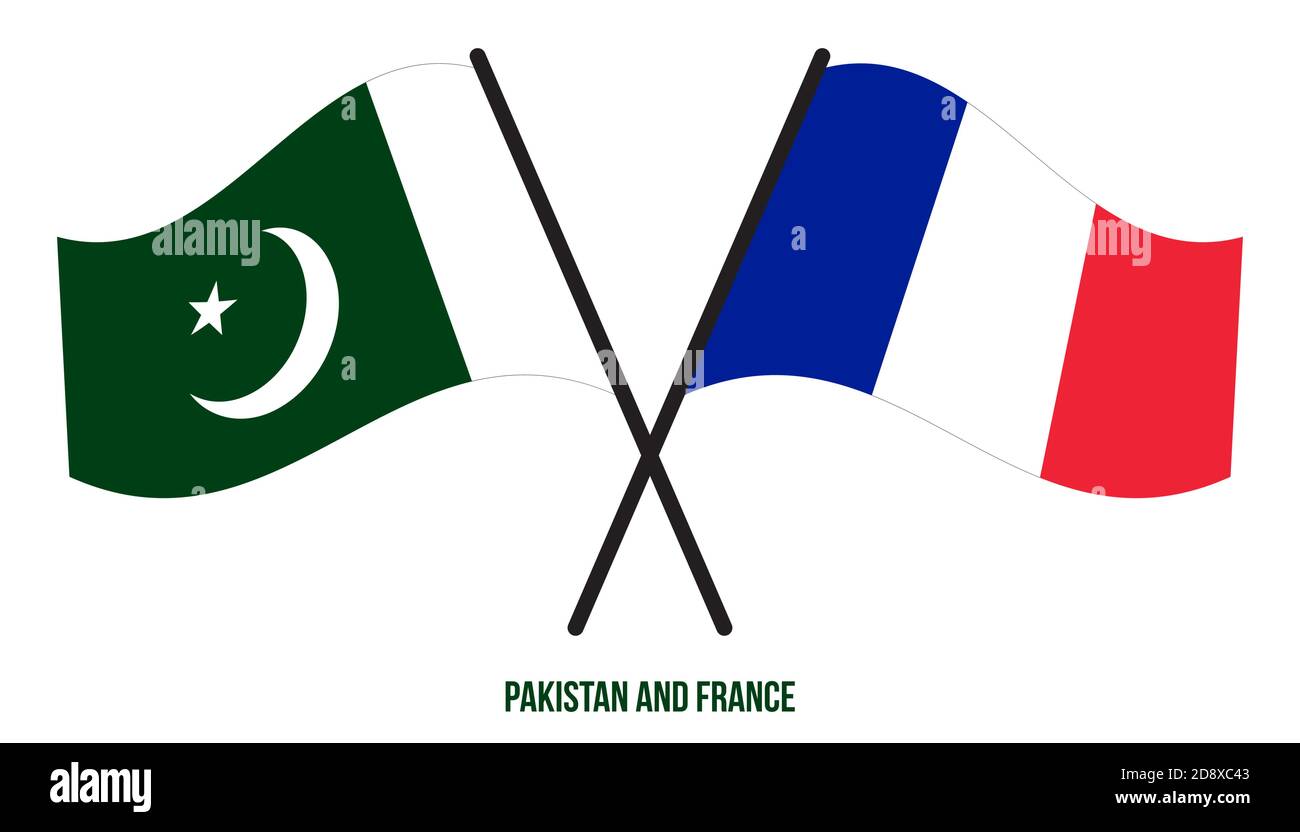 Pakistan and France Flags Crossed And Waving Flat Style. Official ...