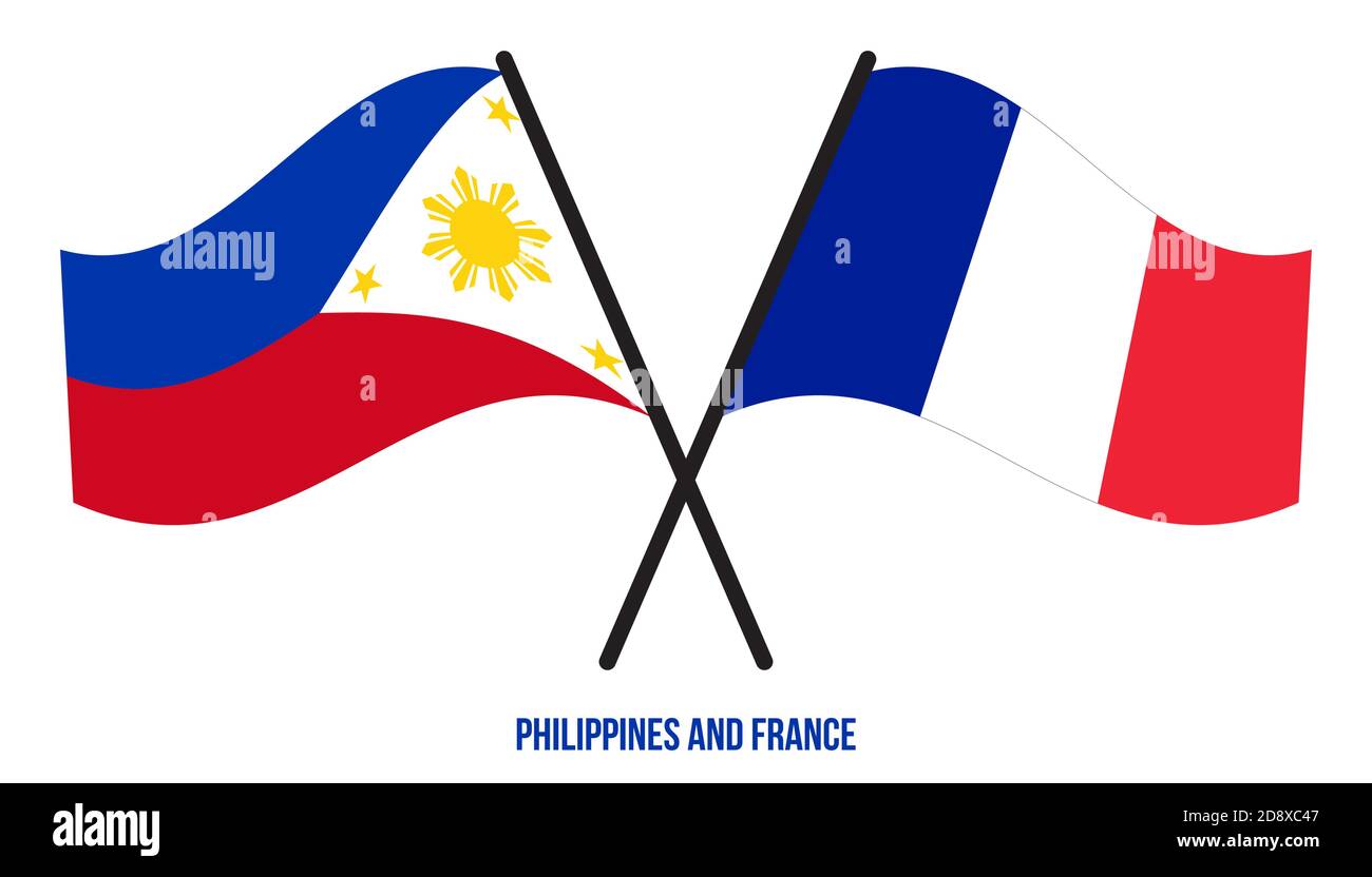 Philippines and France Flags Crossed And Waving Flat Style. Official ...