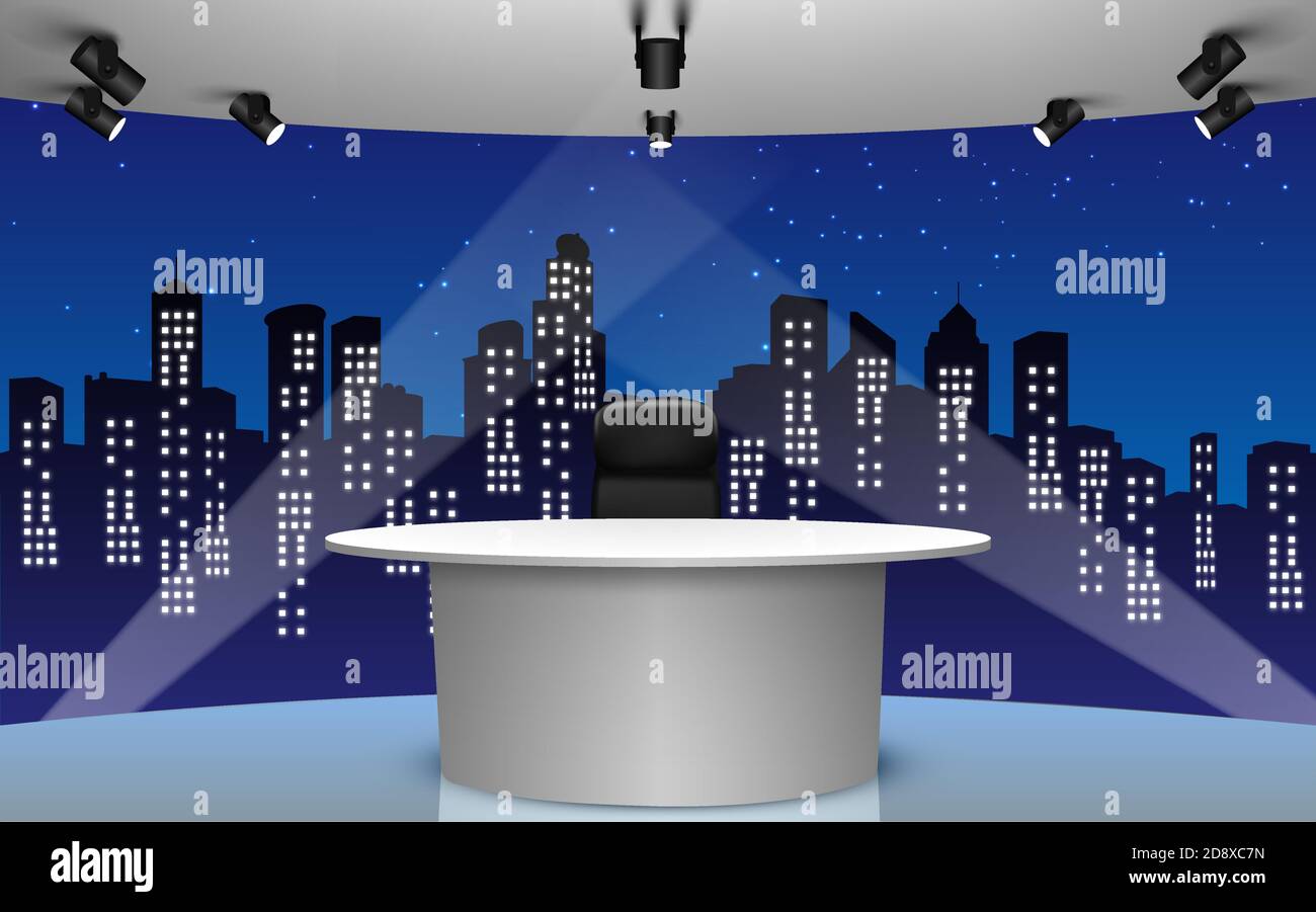 news studio with city in the night background Stock Vector Image & Art ...