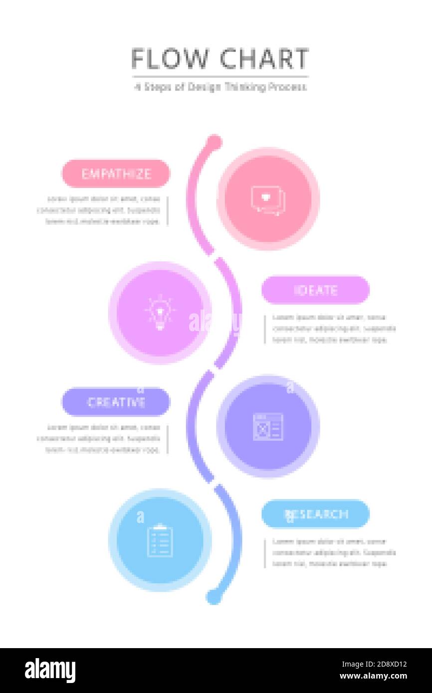 Colorful line curving around linear pictograms placed into vertical row ...