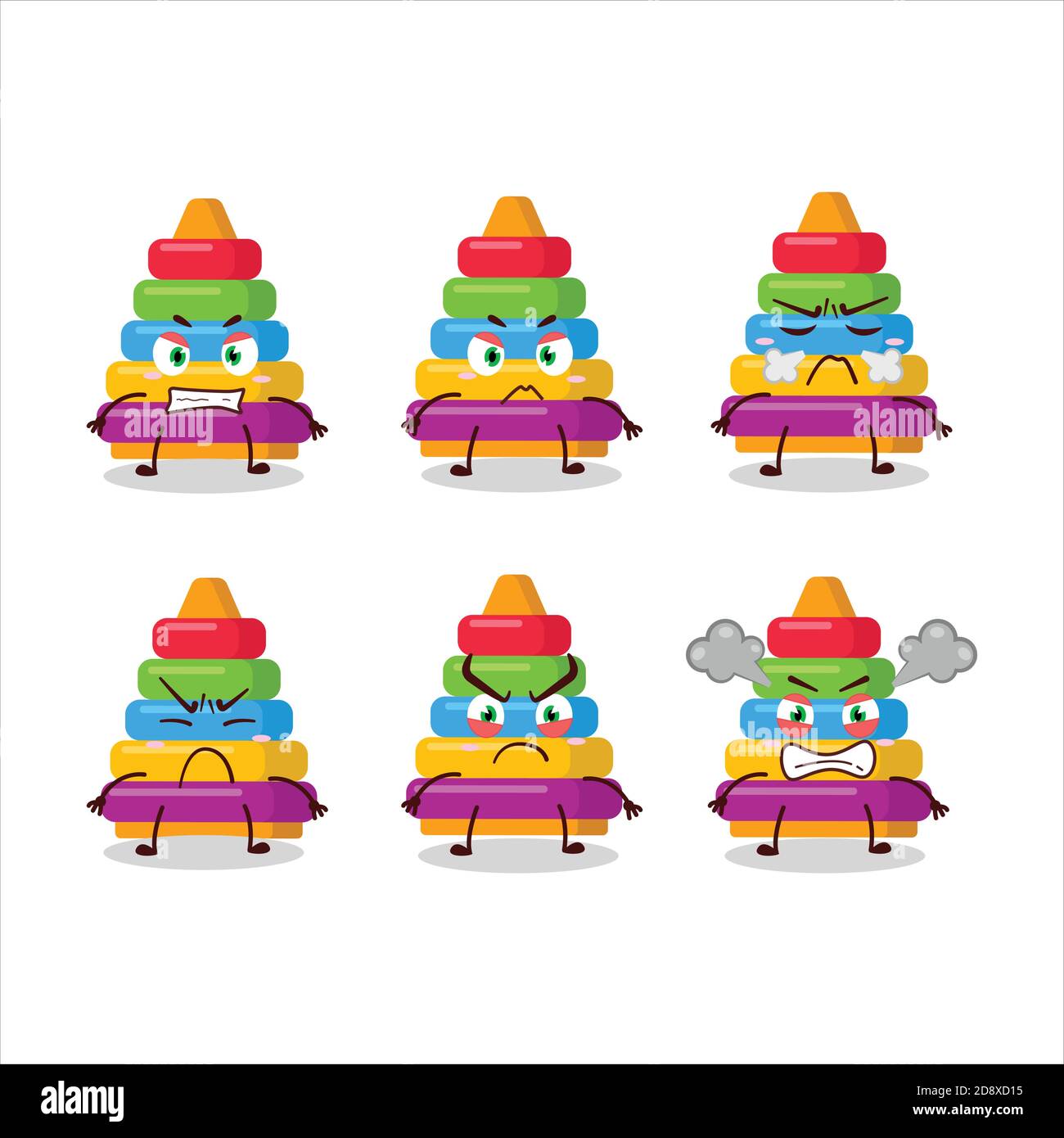 Pyramid block toys cartoon character with various angry expressions ...