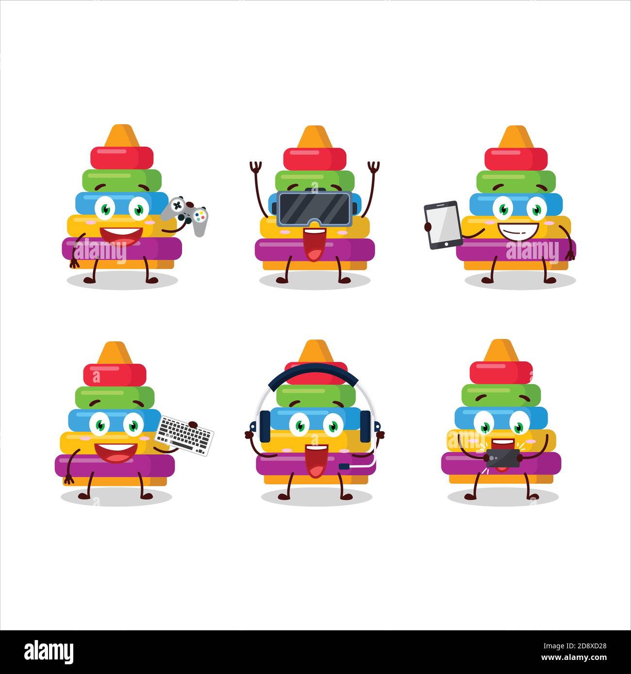Pyramid block toys cartoon character are playing games with various ...