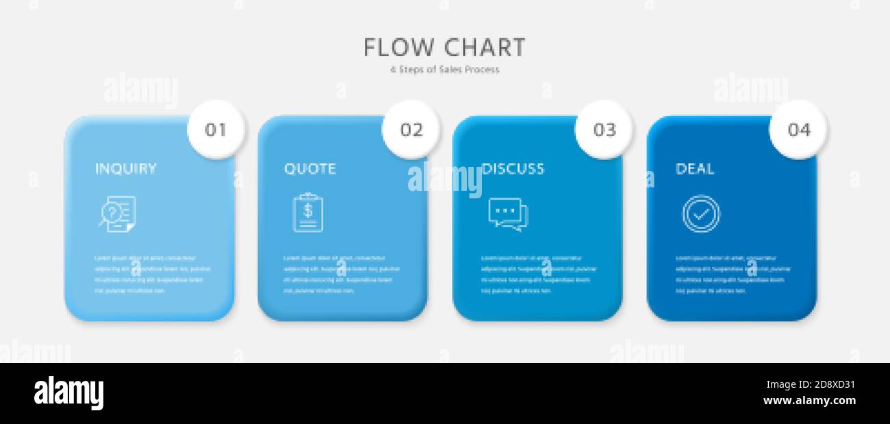 Steps of sales process with square elements , business infographic ...