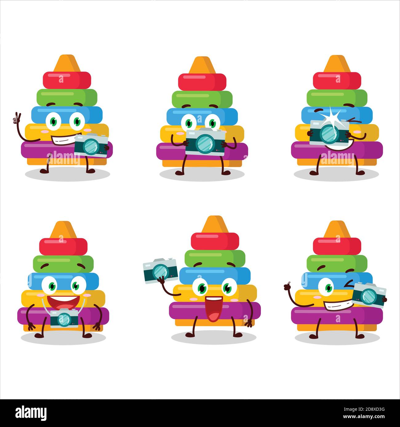 Photographer profession emoticon with pyramid block toys cartoon ...