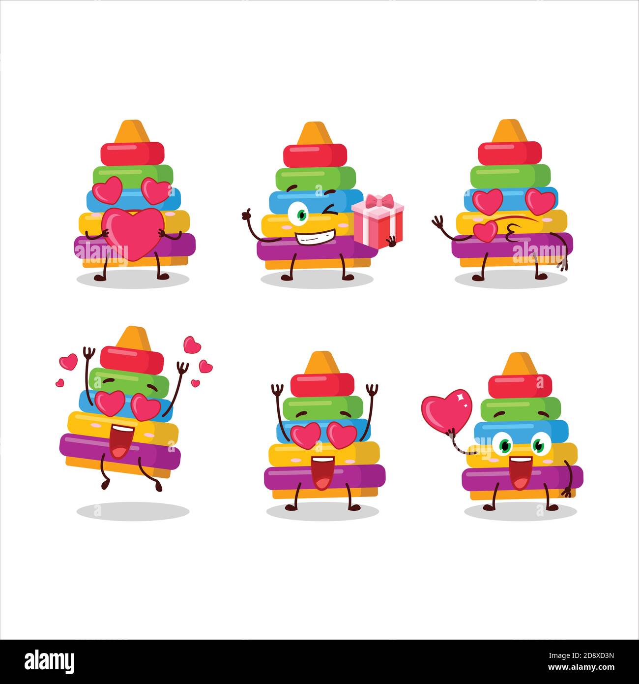 Pyramid block toys cartoon character with love cute emoticon Stock ...