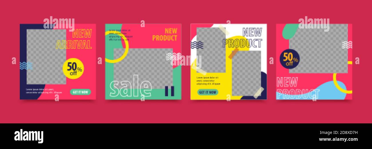 Set of social media post templates with fun and playful design in ...