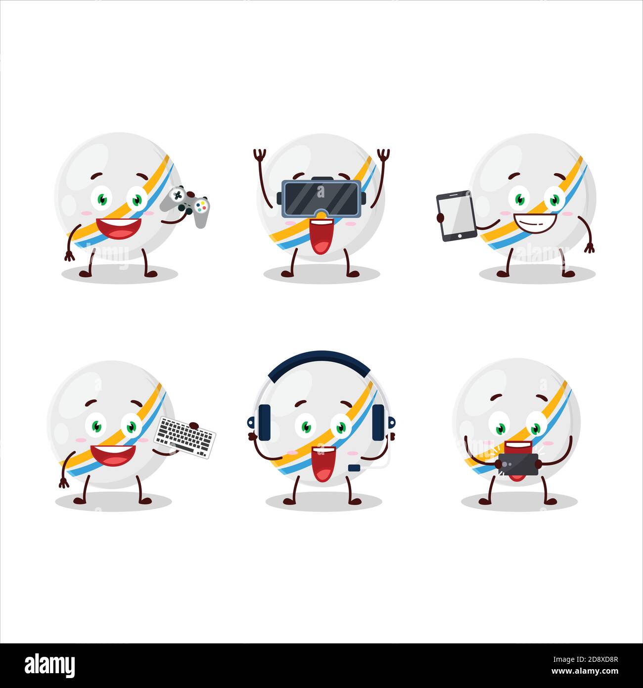 White stripes marbles cartoon character are playing games with various ...