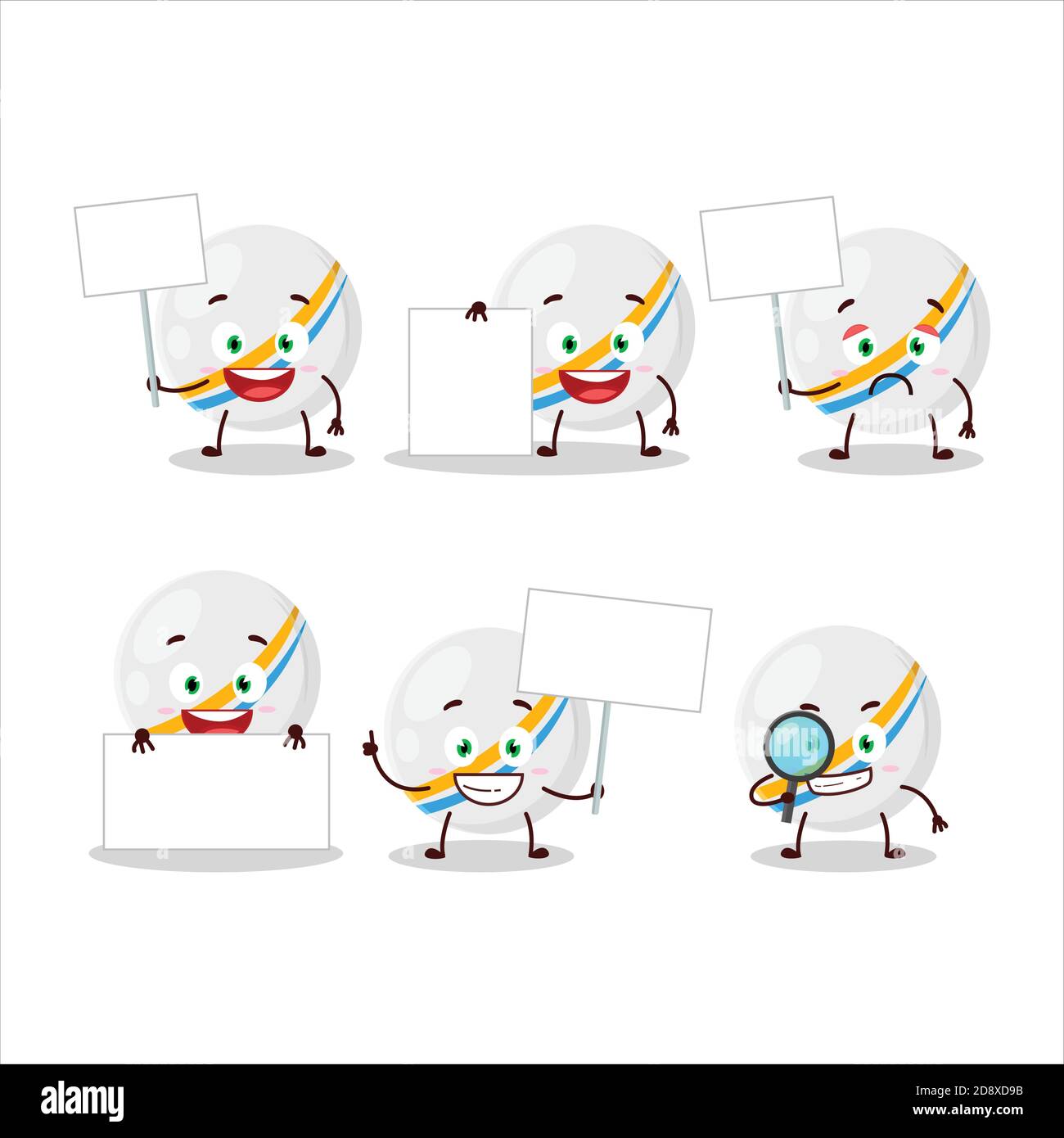 White stripes marbles cartoon character bring information board Stock ...