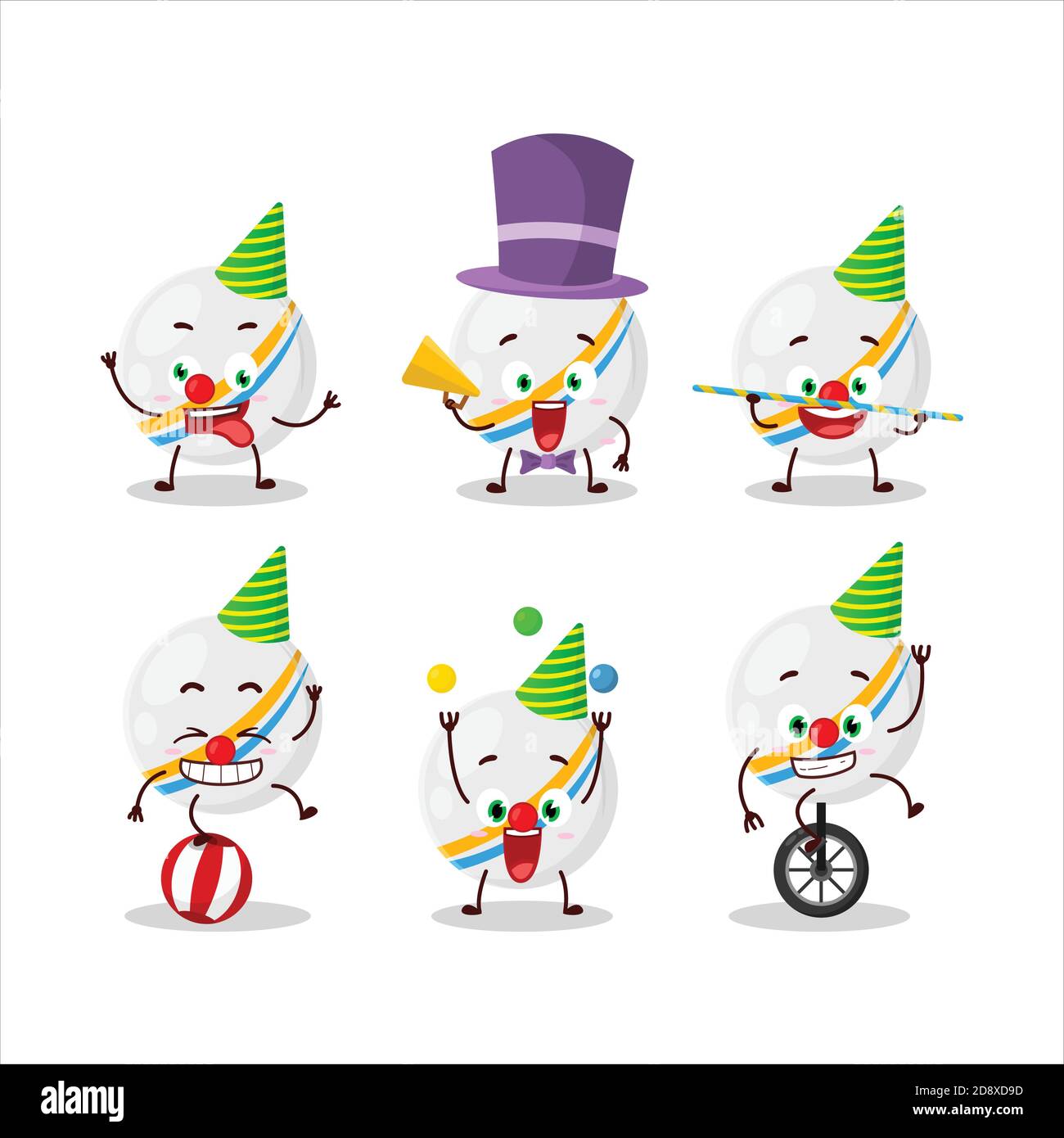 Cartoon character of white stripes marbles with various circus shows ...