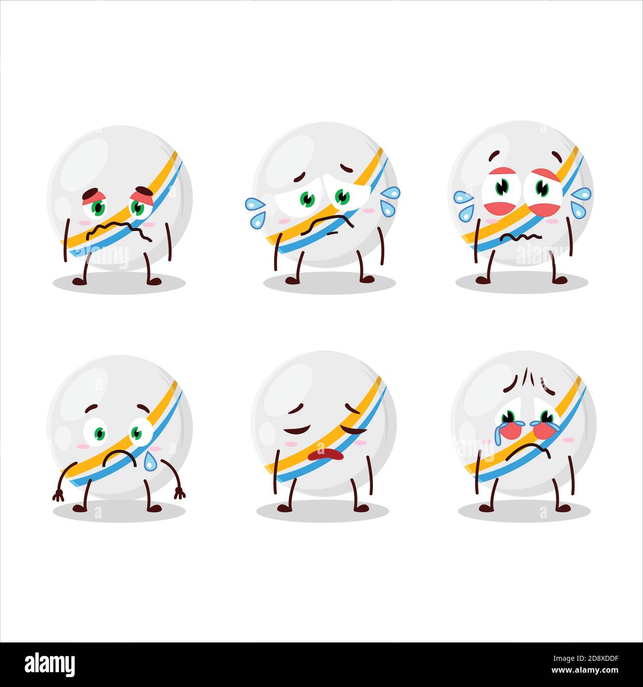 White stripes marbles cartoon character with sad expression Stock ...