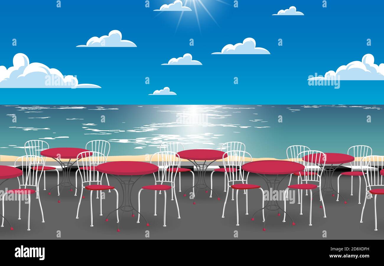 Empty outdoor cafe scene Stock Vector Images - Alamy