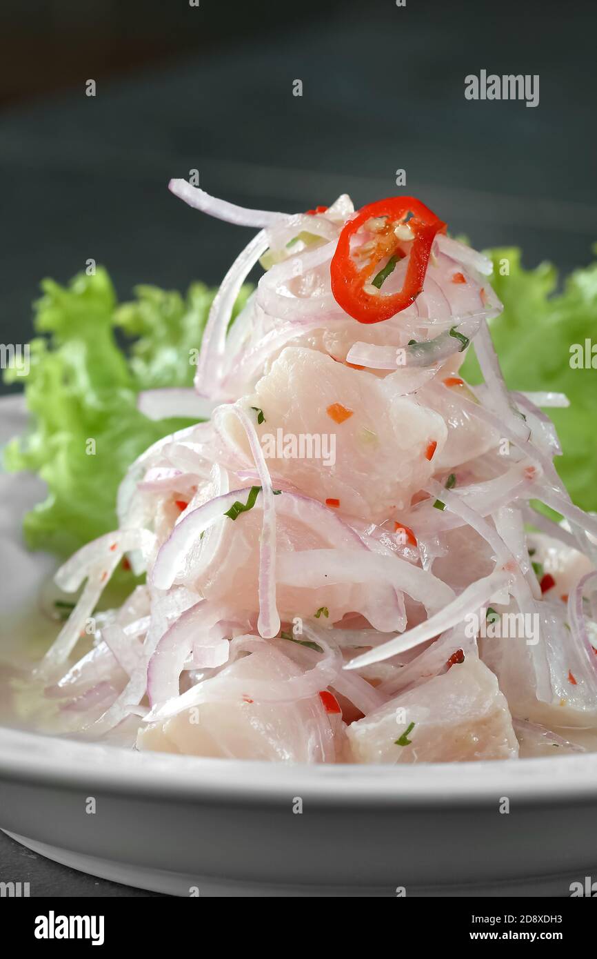 step by step Ceviche, classic dish of Peruvian cuisine Stock Photo - Alamy