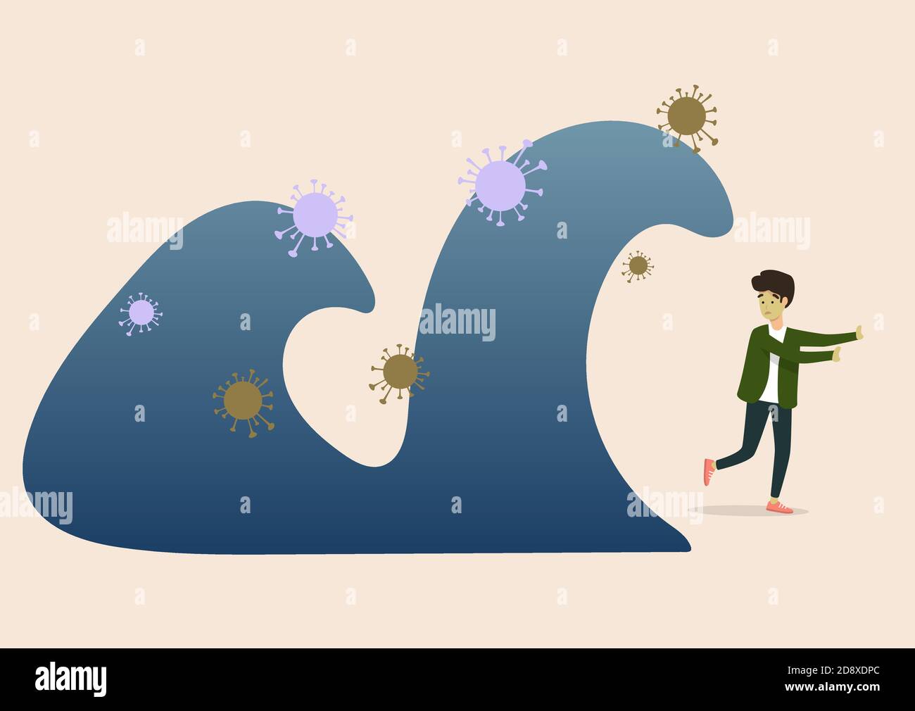 Coronavirus pandemic second wave concept. Two waves Stock Vector Image ...