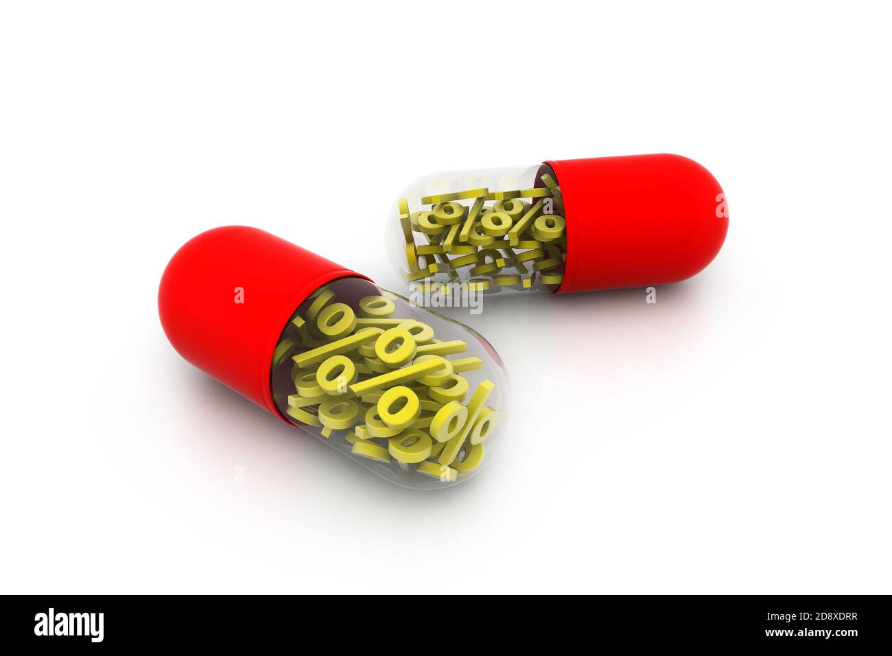 Percentage symbol inside the pill Stock Photo - Alamy