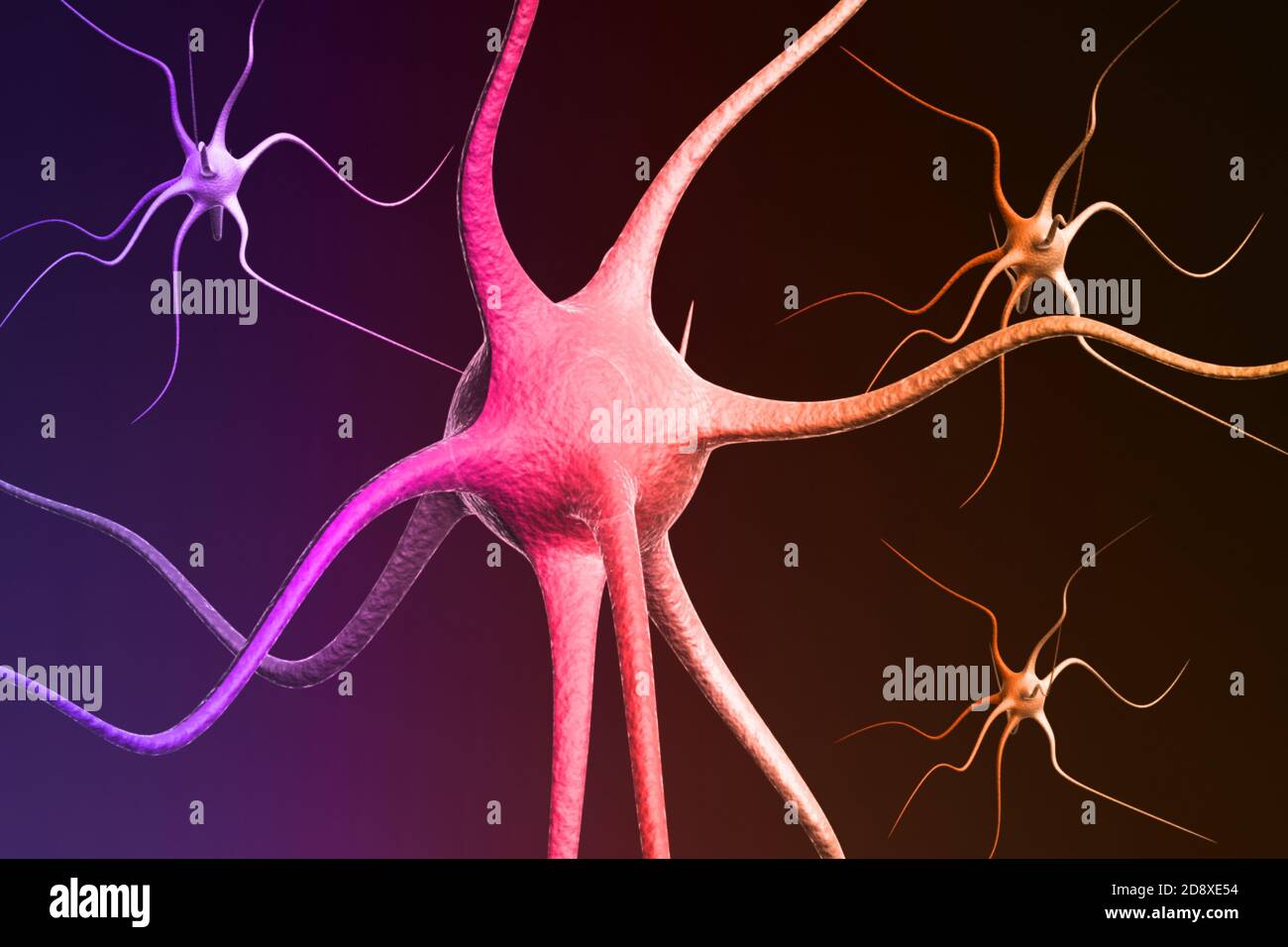 Close-up render of neuron brain cells Stock Photo - Alamy