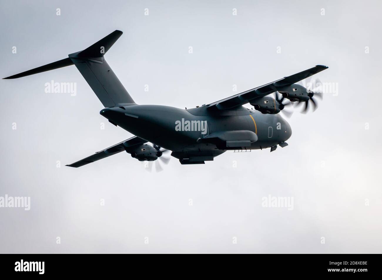 Heavy military transport turboprop aircraft in flight Stock Photo - Alamy