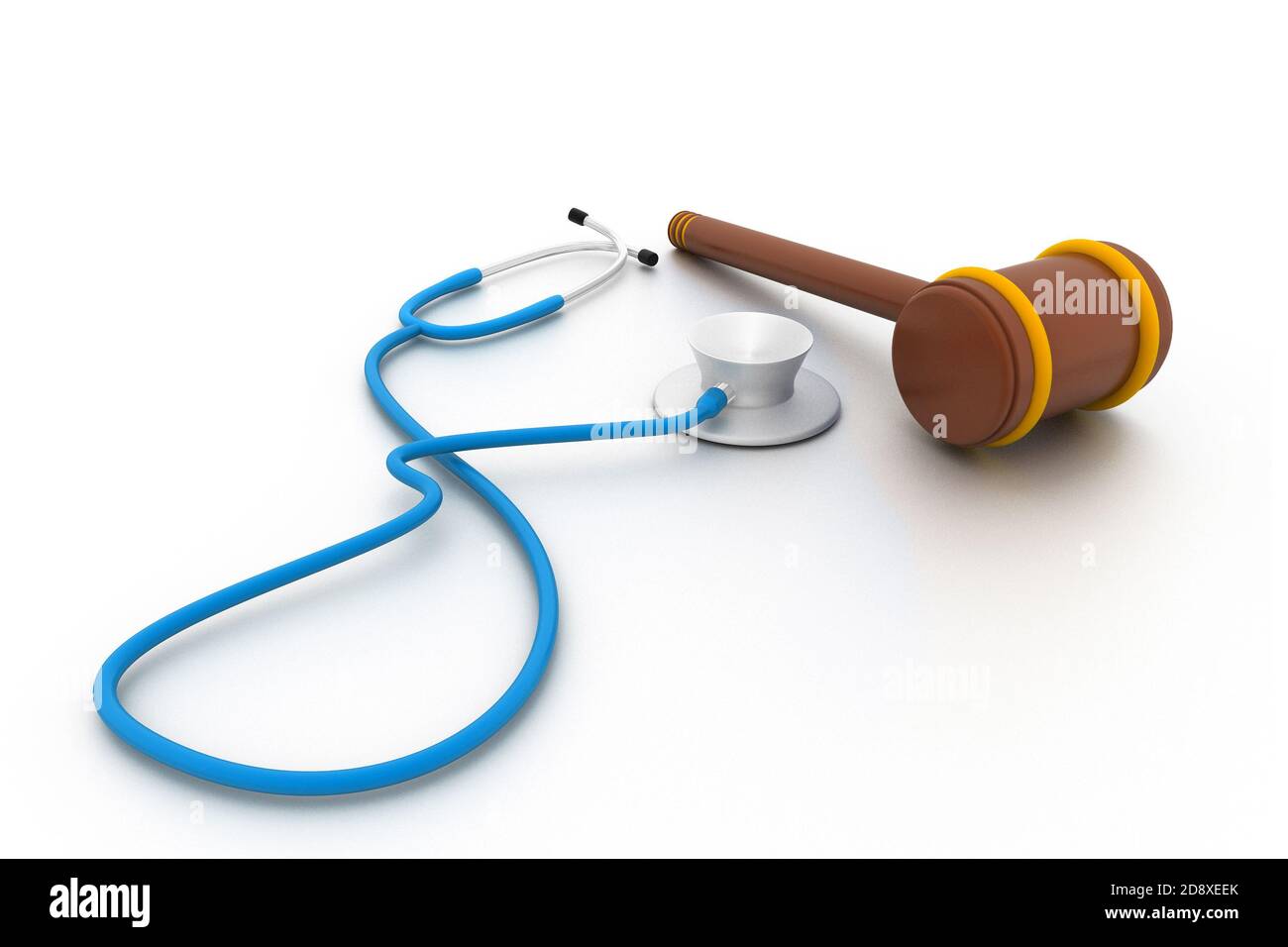 Stethoscope and gavel isolated on white background Stock Photo - Alamy