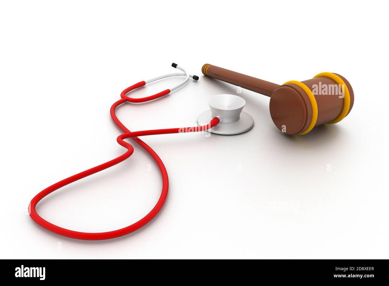 Stethoscope and gavel isolated on white background Stock Photo - Alamy