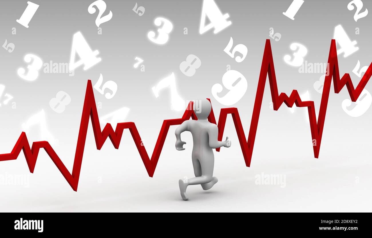 Running men with heart beat graph in abstract background Stock Photo ...