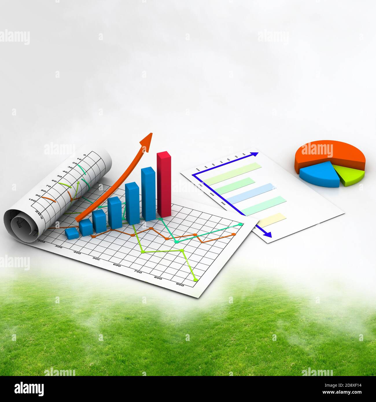 Business graph with chart in abstract background Stock Photo - Alamy