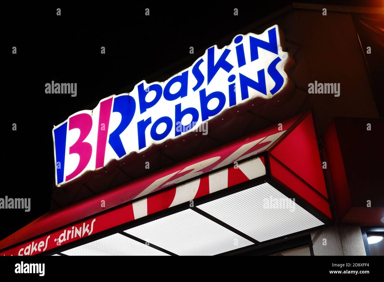 Baskin' Robbins sign seen at their Woodside, Queens store. Dunkin ...