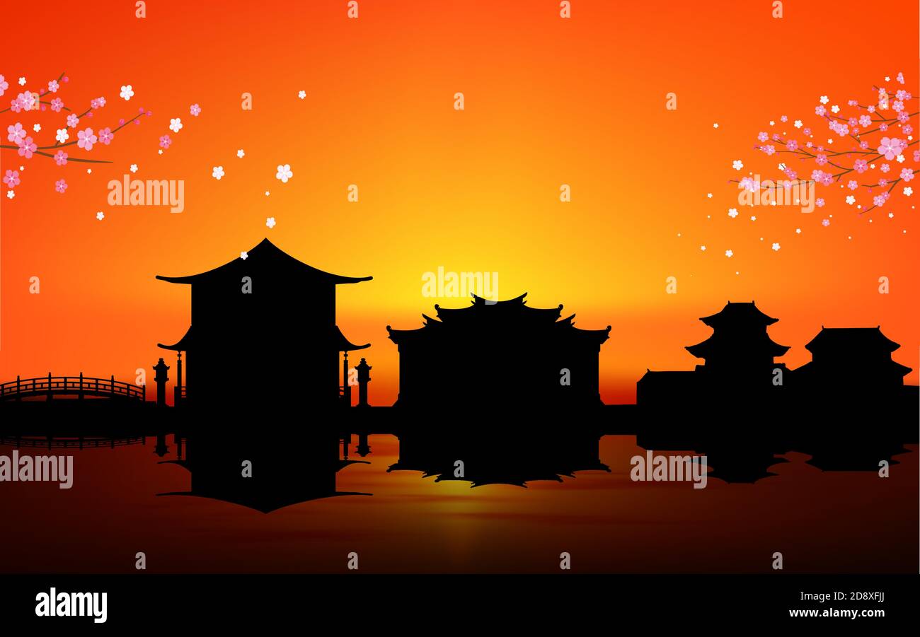 Landscape view ruins ancient Stock Vector Images - Alamy