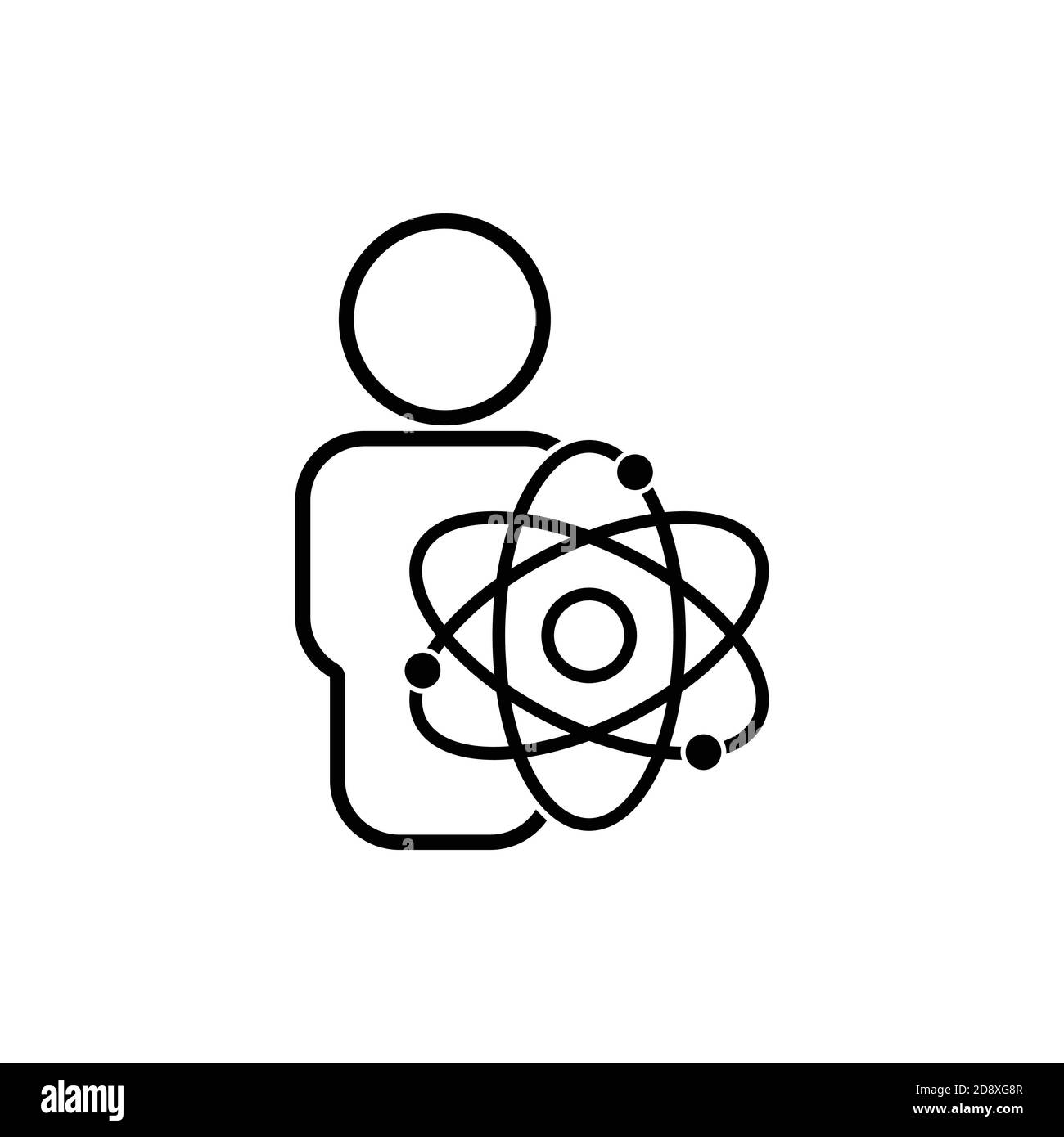 Scientist line symbol. People and atom line icon. Design template ...
