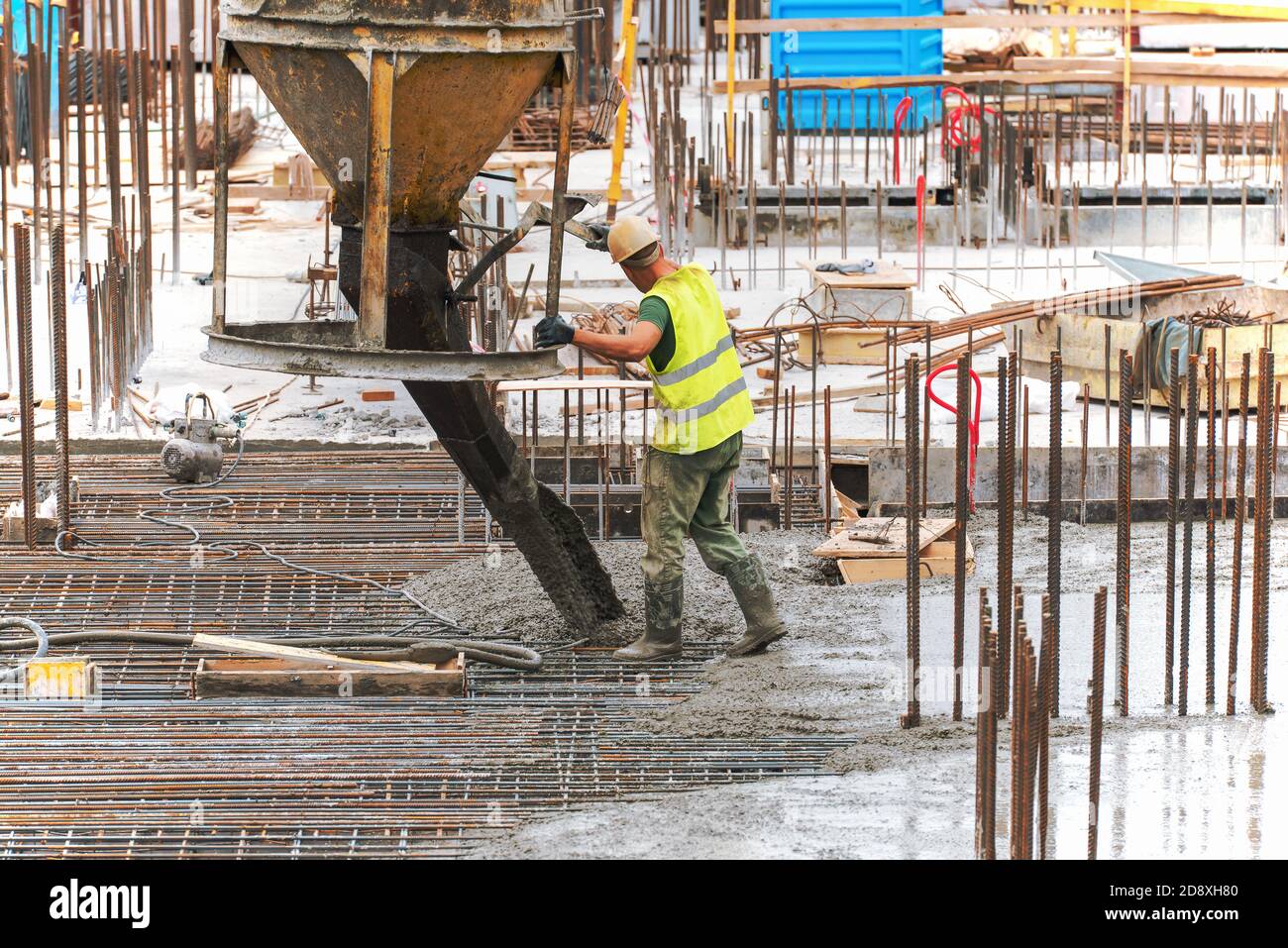 New building under construction and construction site of a residential ...