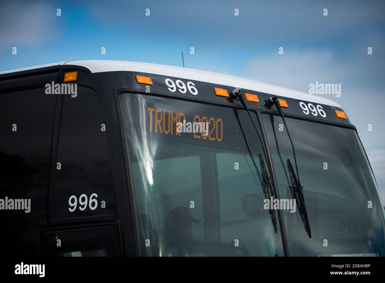 Coach Bus with Trump Supporters driving to Donald Trump Rally in ...