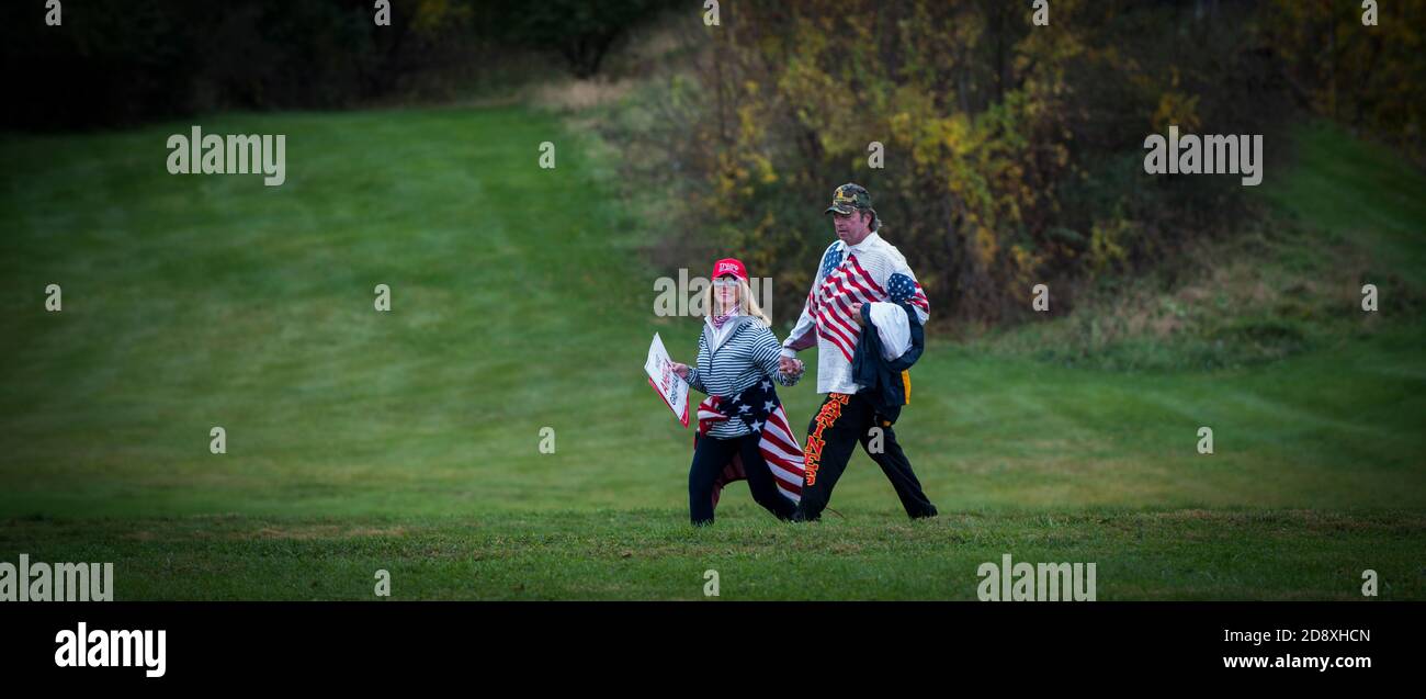 Trump Supporters walking to Donald Trump Rally in Reading, Pennsylvania ...