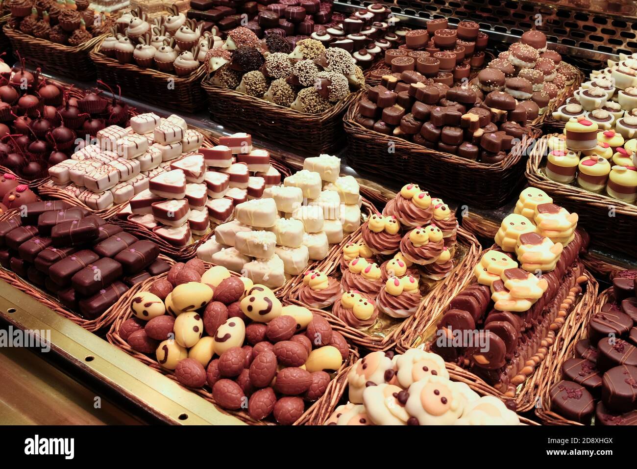 A large variety of sweets and cakes on confectionary display Stock ...