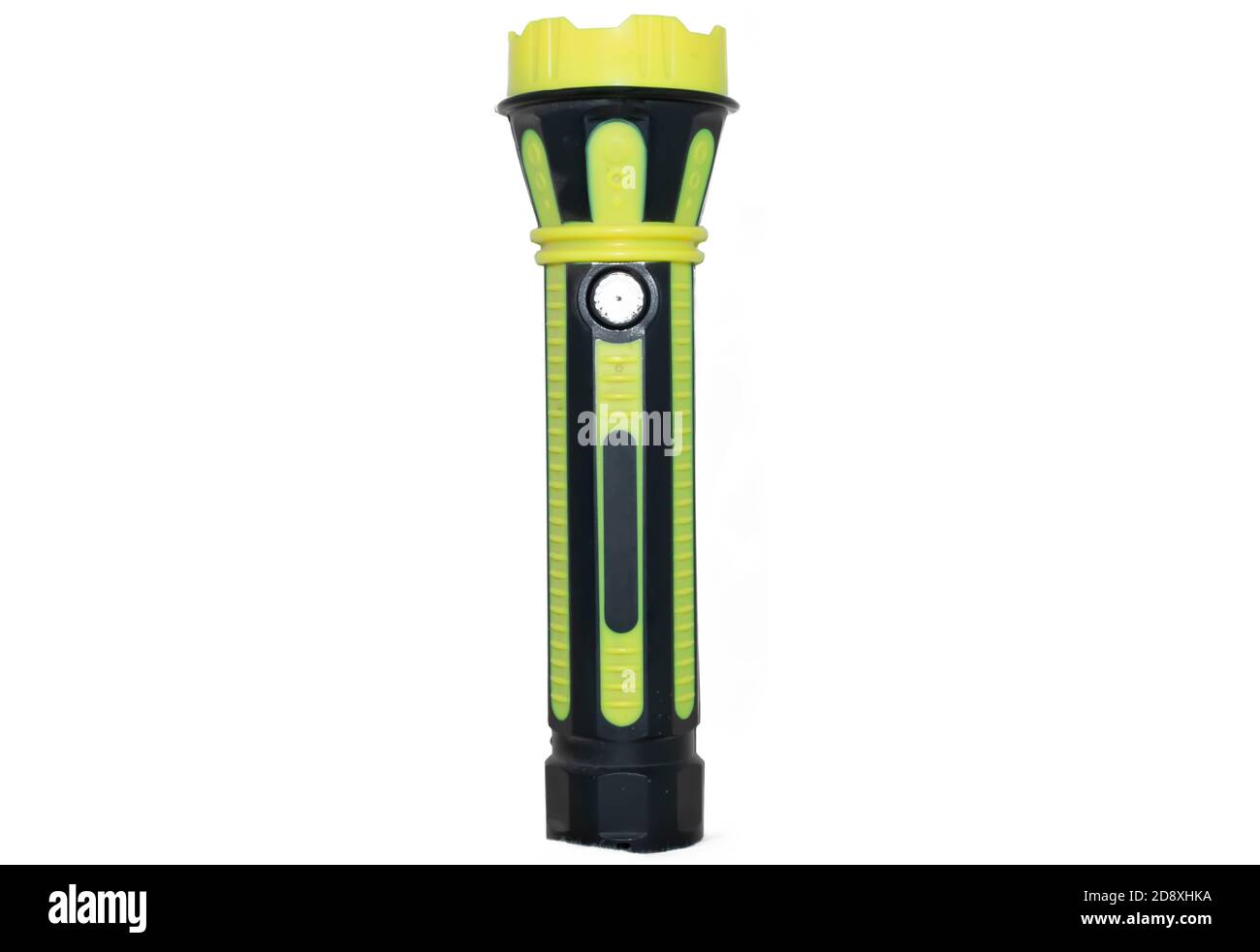old black and yellow flashlight isolated on white backgrounds Stock ...
