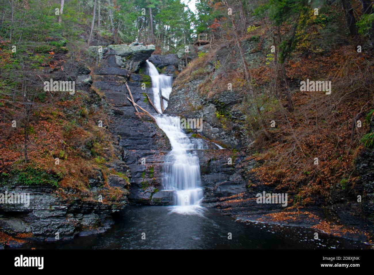 Water rushing down Raymondskill Falls, a series of waterfalls in ...
