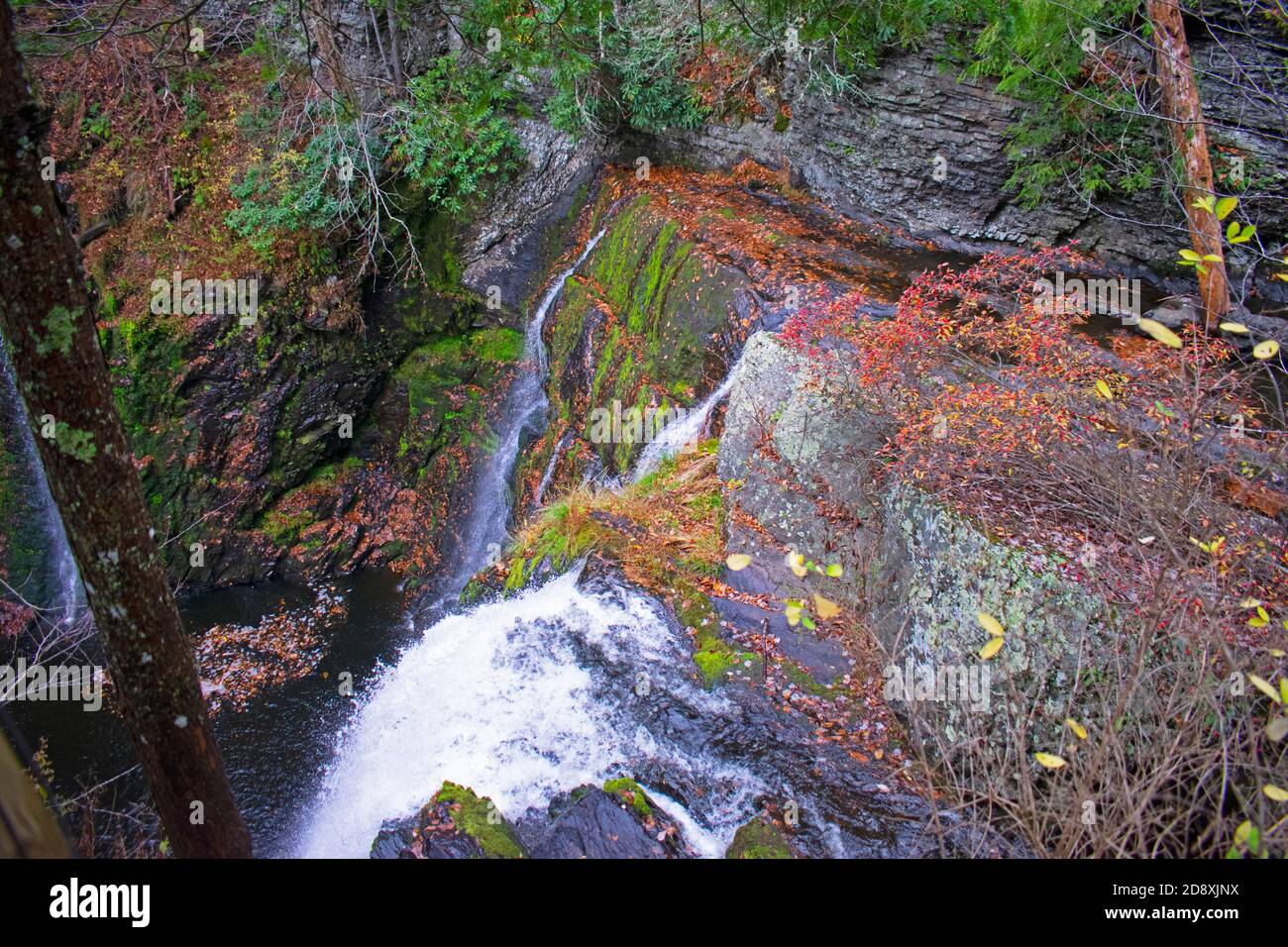 Water rushing down Raymondskill Falls, a series of waterfalls in ...