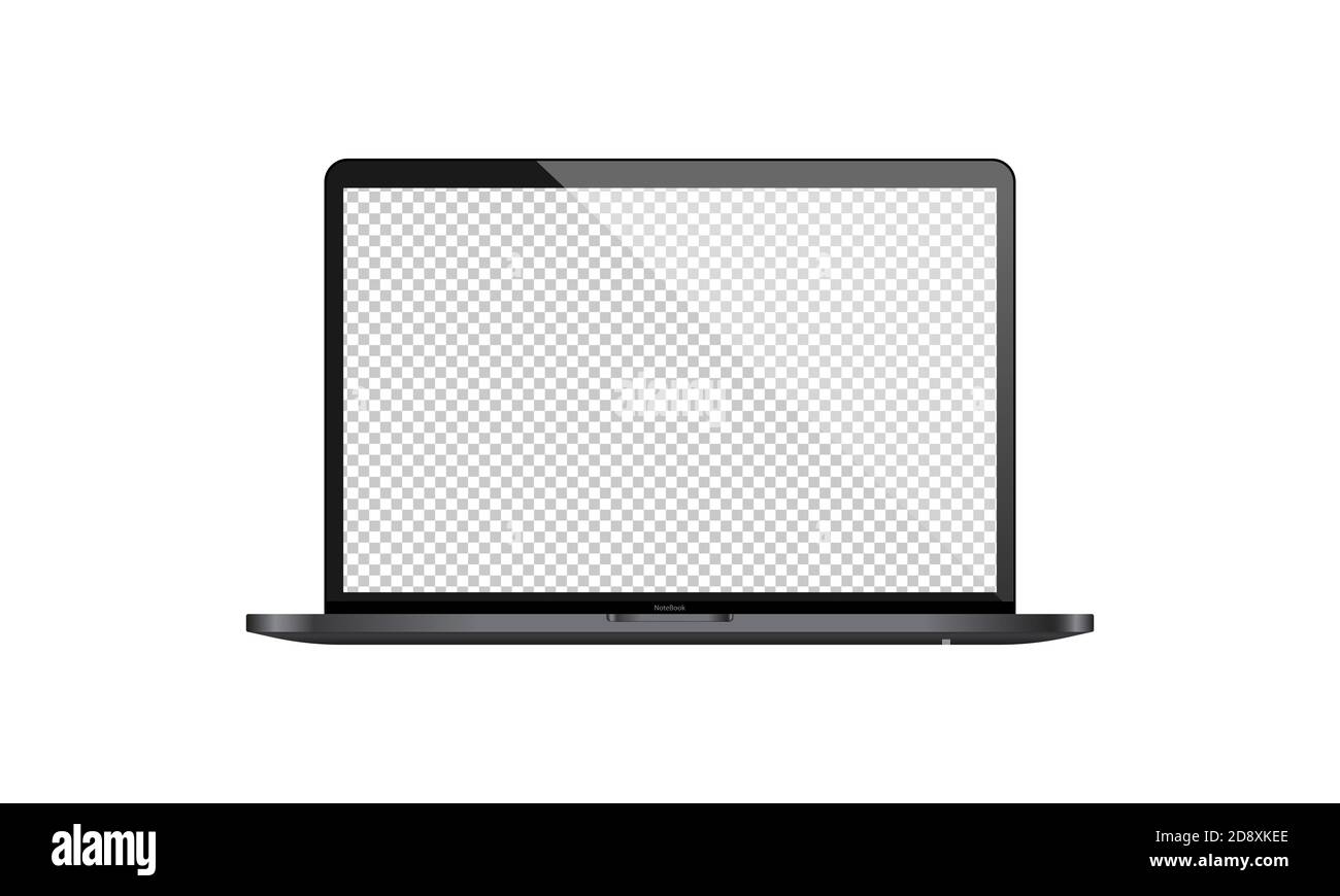 Realistic laptop display illustration. Transparent blank monitor ...