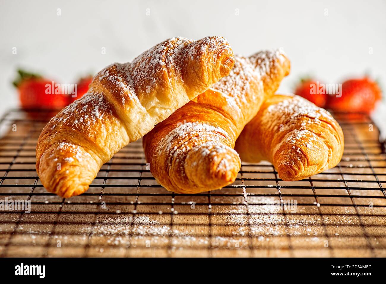 Golden crunchy fresh baked croissants, food background Stock Photo - Alamy