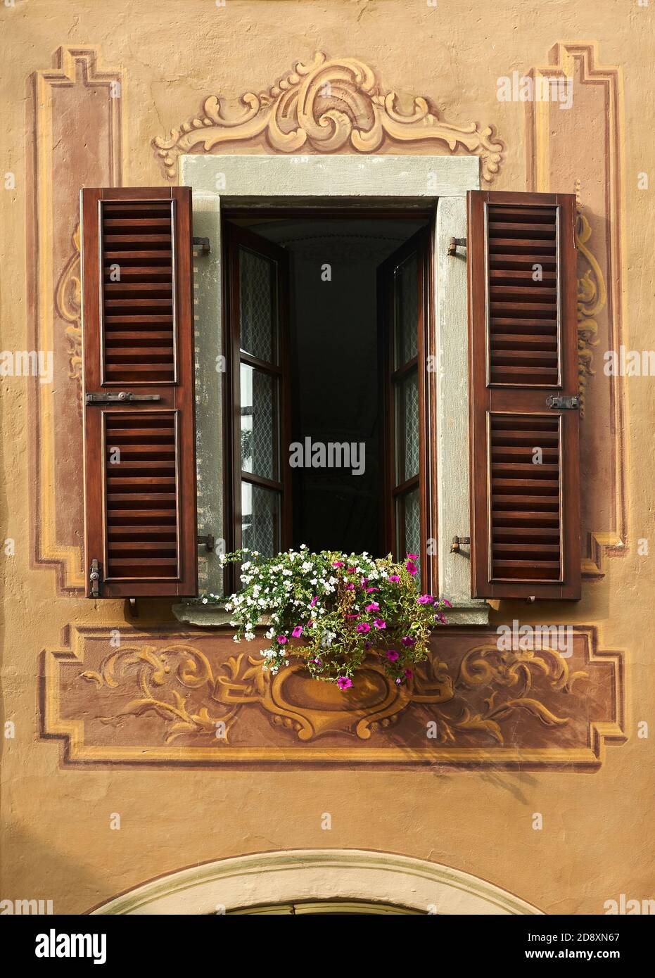 Borno (Bs), Valcamonica, Italy,a detail of a window of a building of ...