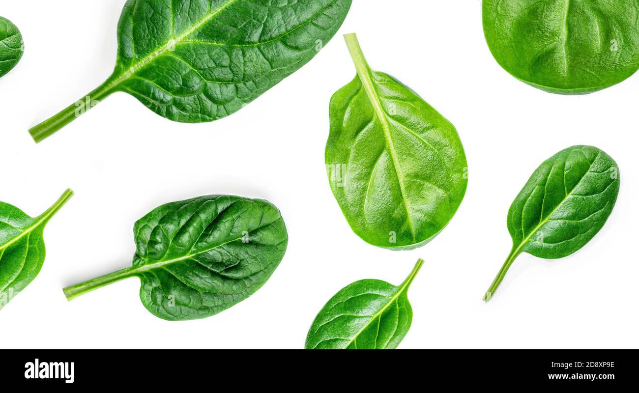 Spinach Pattern. Creative layout made of spinach leaves isolated on ...
