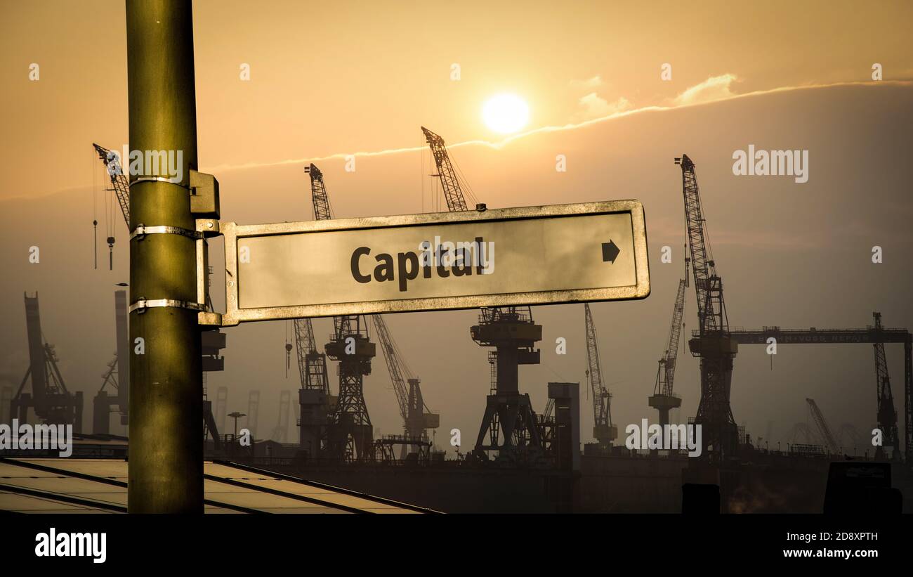 Street Sign the Direction Way to Capital Stock Photo - Alamy