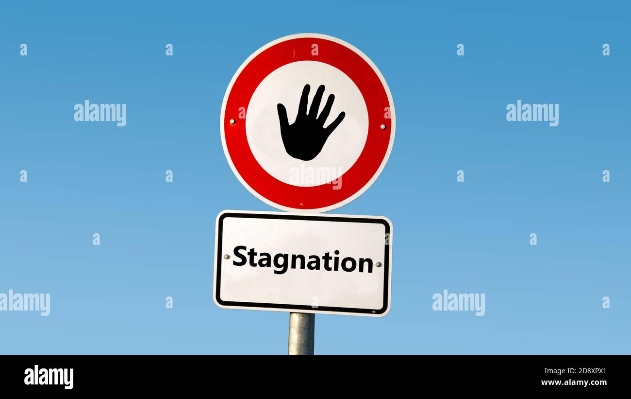 Street Sign the Direction Way to Innovation versus Stagnation Stock ...