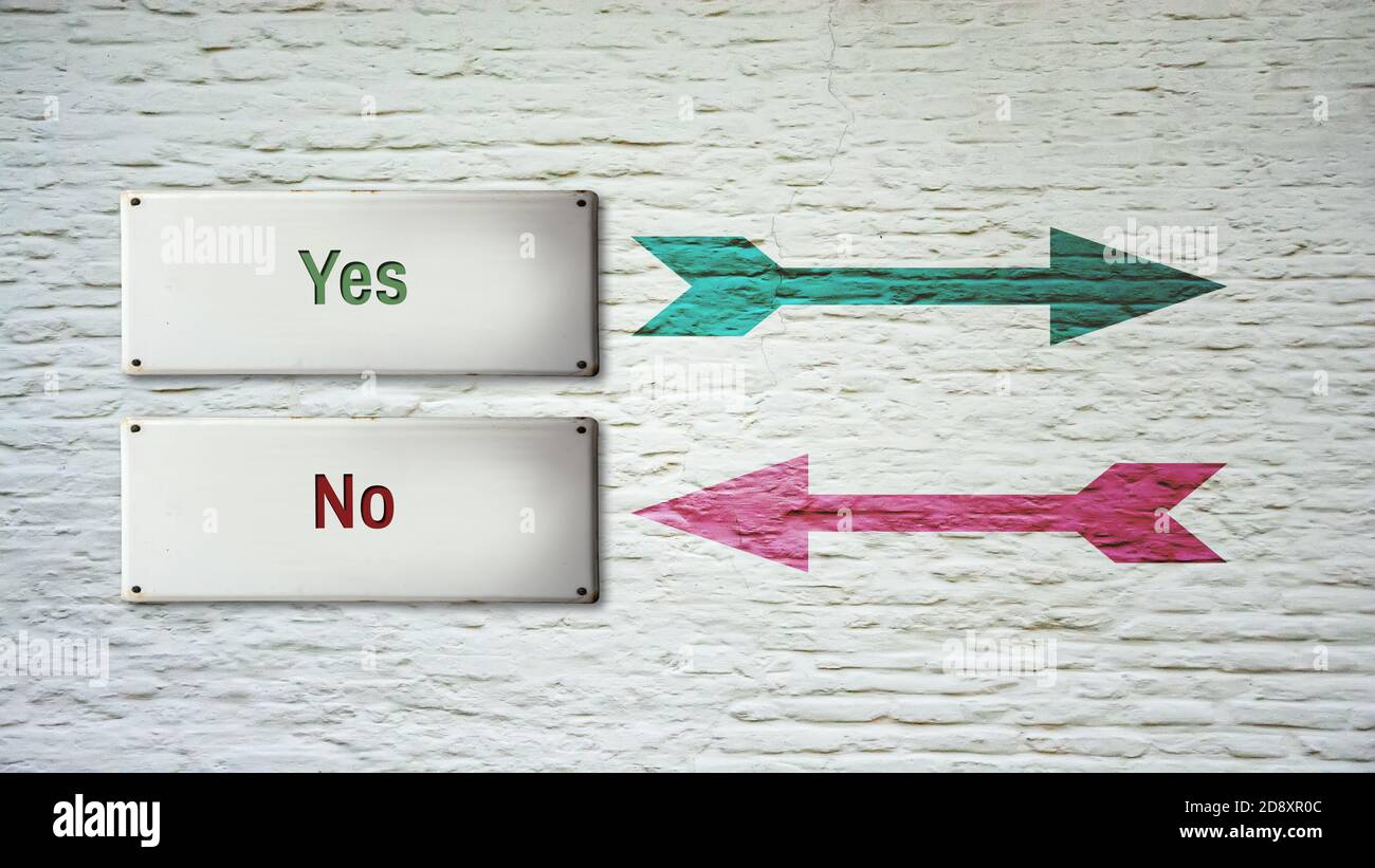 Street Sign the Direction Way to Yes versus No Stock Photo - Alamy