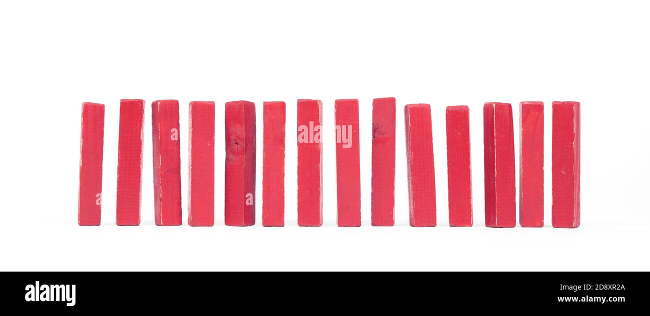Row of vintage building blocks isolated on white background - Red Stock ...