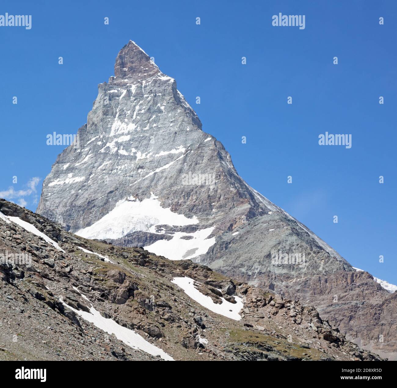 The Matterhorn, the iconic emblem of the Swiss Alps, summertime Stock ...